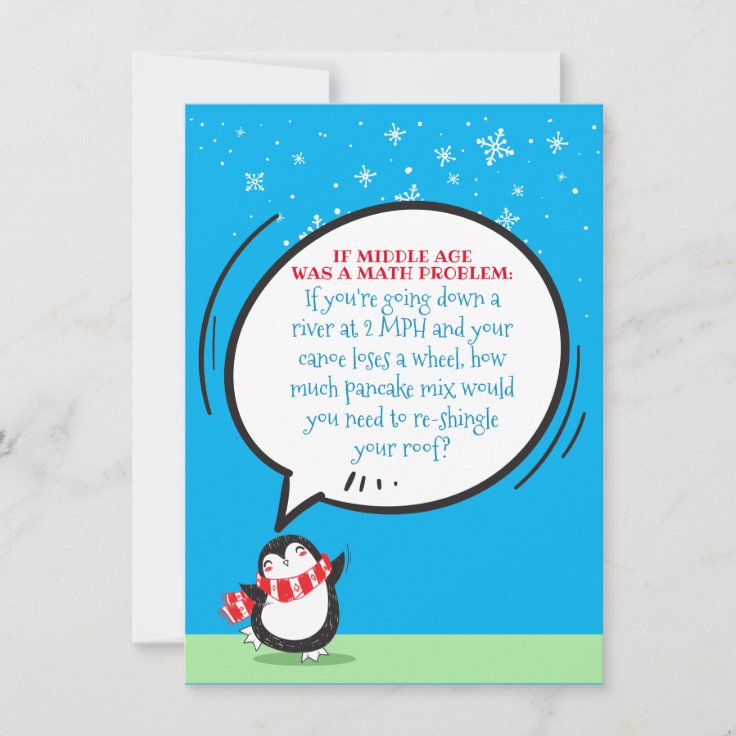 Funny Middle Age Math Problem Birthday Card | Zazzle