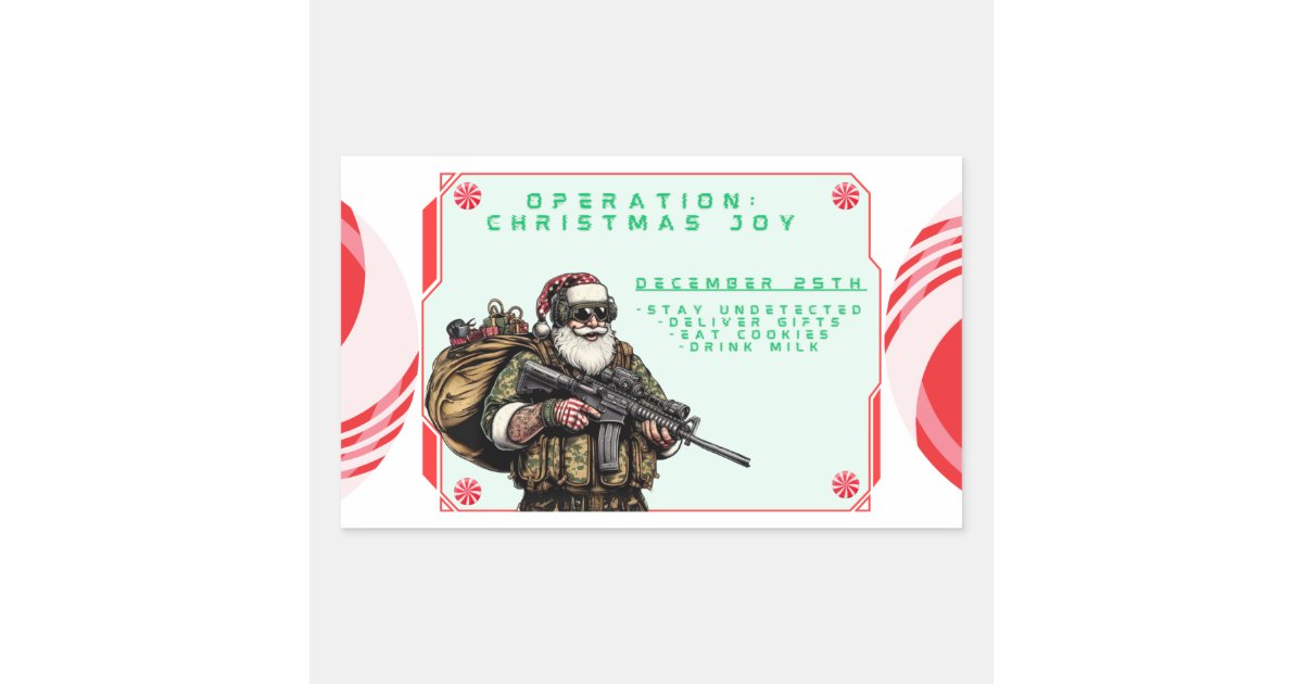 Funny Military/Christmas Santa Rectangular Sticker | Zazzle