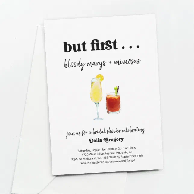 Funny Mimosa and Bloody Mary Bridal Shower Invitation | Zazzle