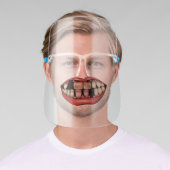 funny missing teeth, big mouth face shield | Zazzle