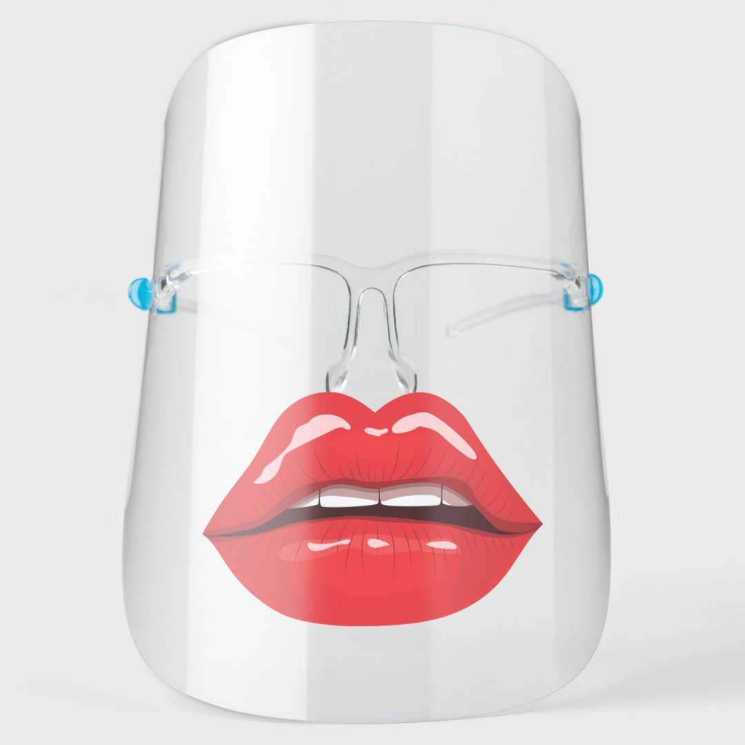 Funny Modern Cute Big Red Lips Face Shield | Zazzle