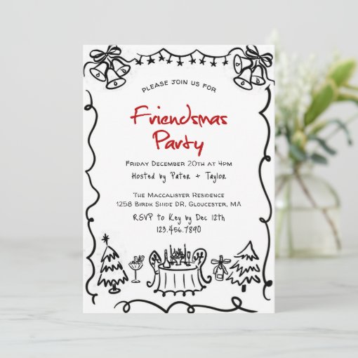 Funny Modern Simple Friendsmas Party Invitation | Zazzle