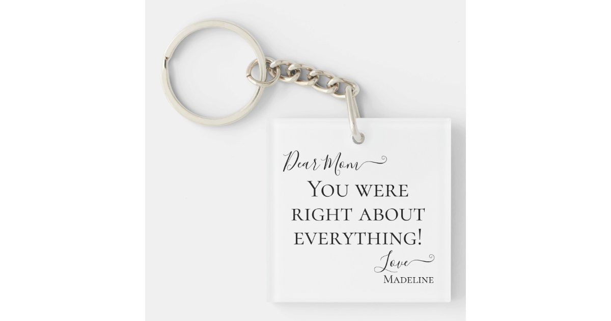 Funny Mom Mother Saying Modern Black and White Keychain | Zazzle