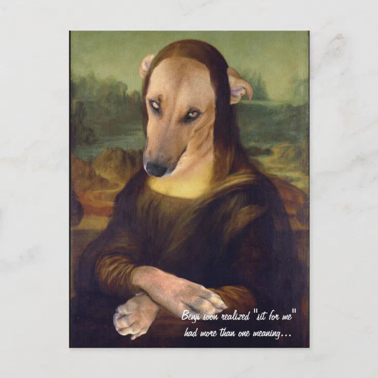 Funny Mona Lisa Dog Meme Picture Postcard | Zazzle