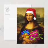 Funny Mona Lisa Santa Claus Holiday Postcard | Zazzle