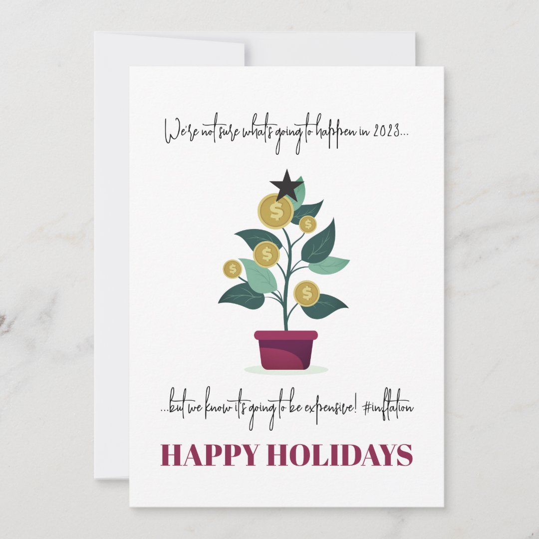 Funny Money Tree Inflation 2022 Christmas Card | Zazzle