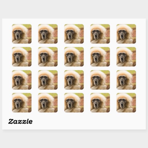 Funny Monkey Bad Hair Day Square Sticker | Zazzle