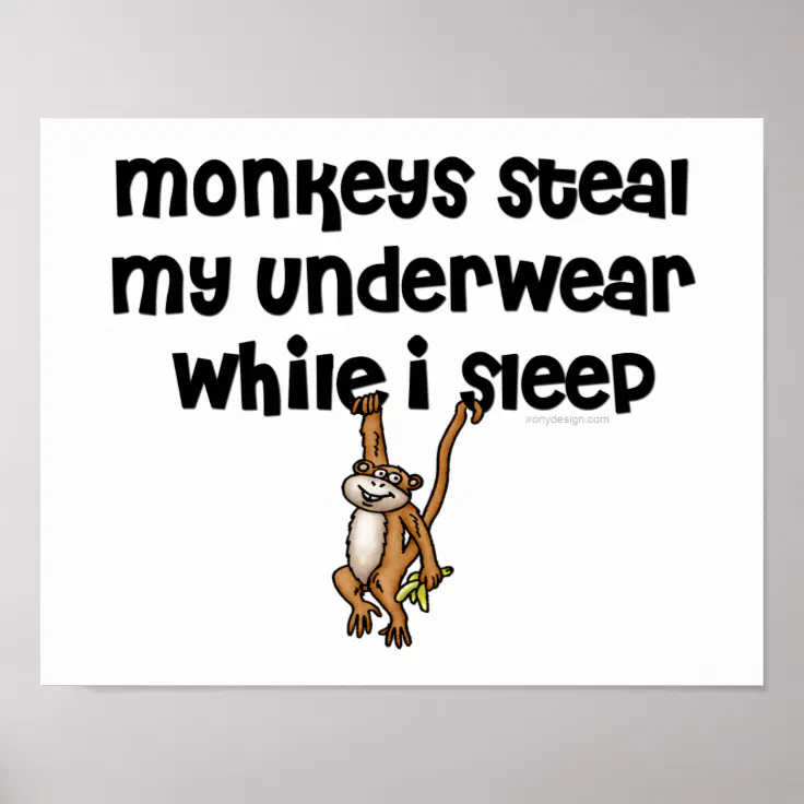 Funny Monkey Cartoon Joke Poster | Zazzle