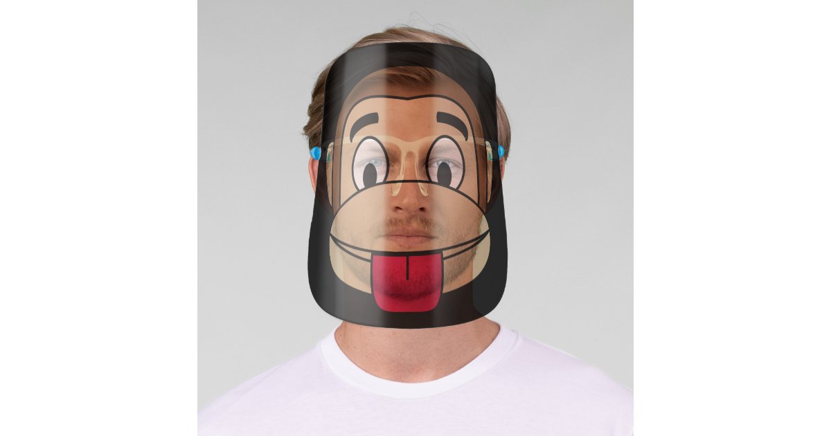 FUNNY MONKEY STICKING TONGUE OUT FACE SHIELD | Zazzle