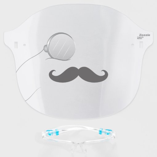 Funny Monocle Glasses Moustache Mustache Disguise Face Shield | Zazzle