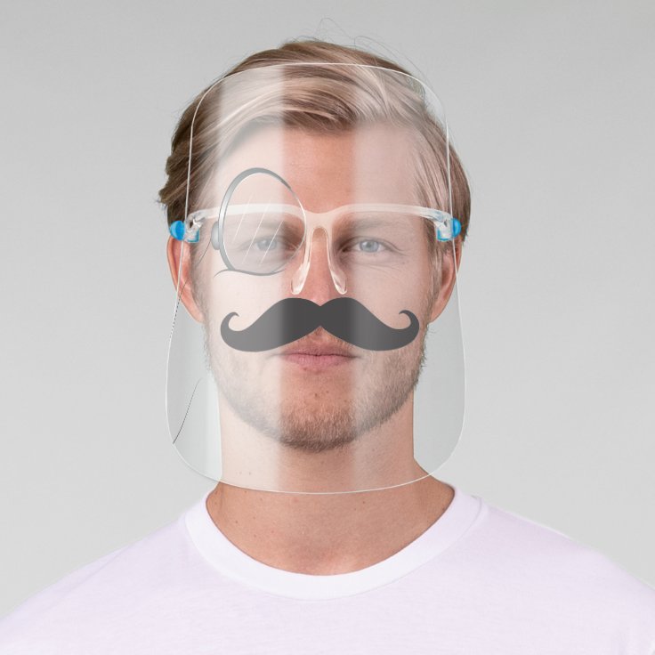 Funny Monocle Glasses Moustache Mustache Disguise Face Shield | Zazzle