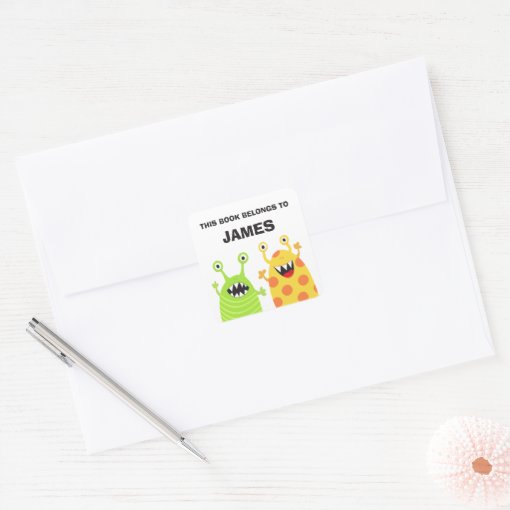 Funny monsters bookplates book stickers for kids | Zazzle