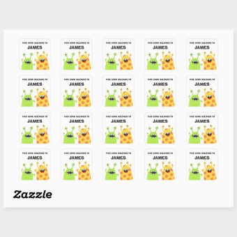 Funny monsters bookplates book stickers for kids | Zazzle