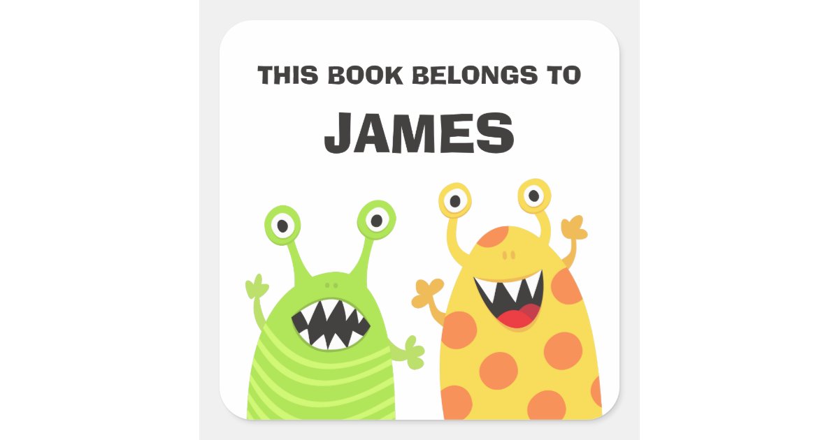 Funny monsters bookplates book stickers for kids | Zazzle