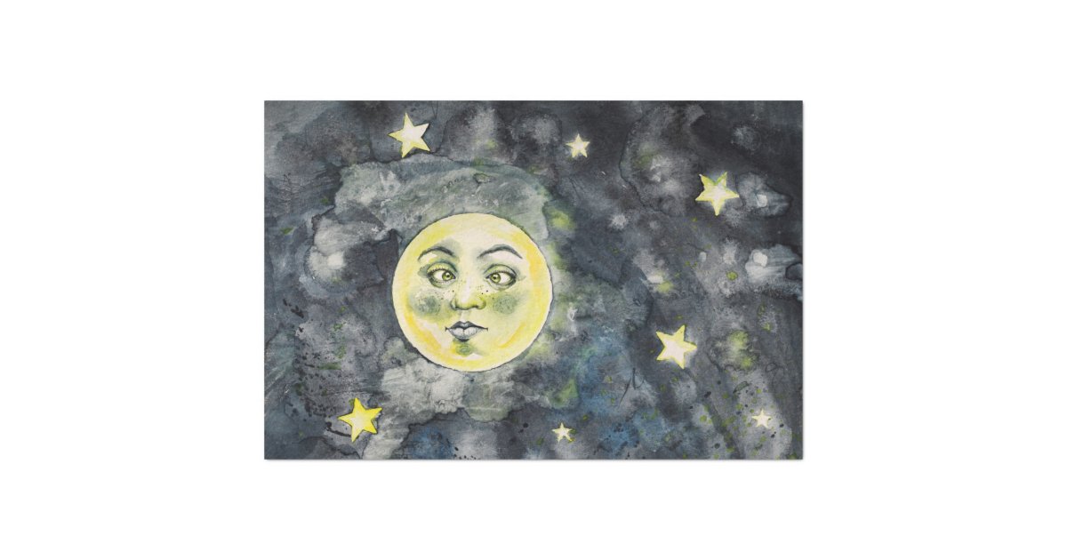 Funny Moon Stars Sky Decoupage Tissue Paper | Zazzle