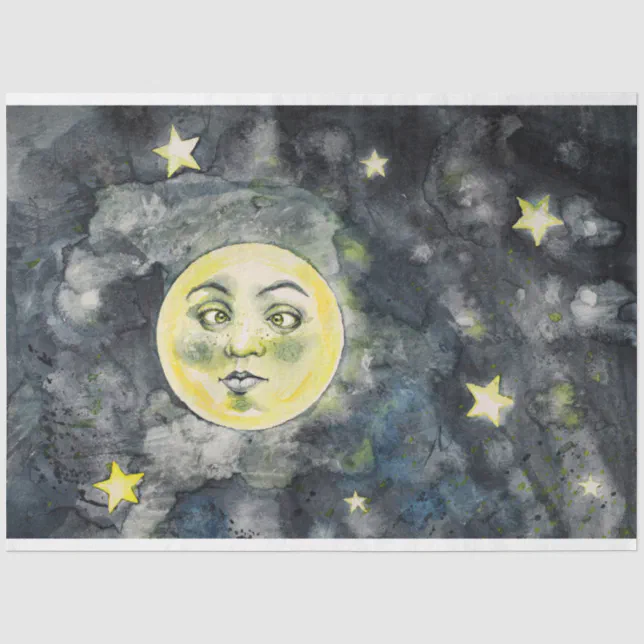 Funny Moon Stars Sky Decoupage Tissue Paper | Zazzle
