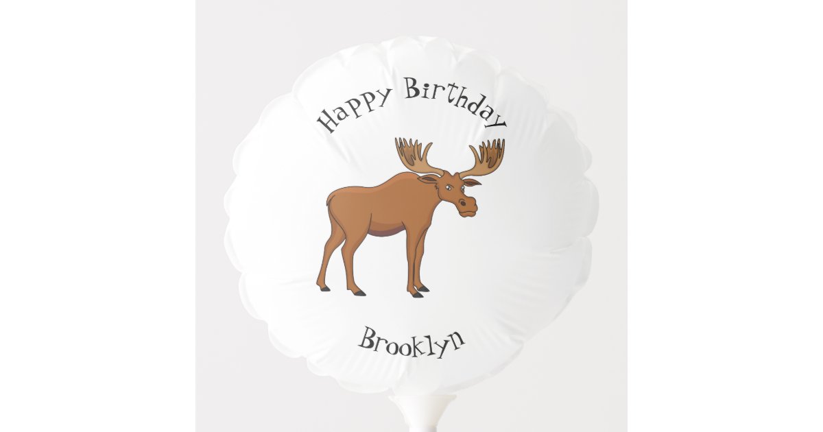 Funny moose cartoon illustration balloon | Zazzle