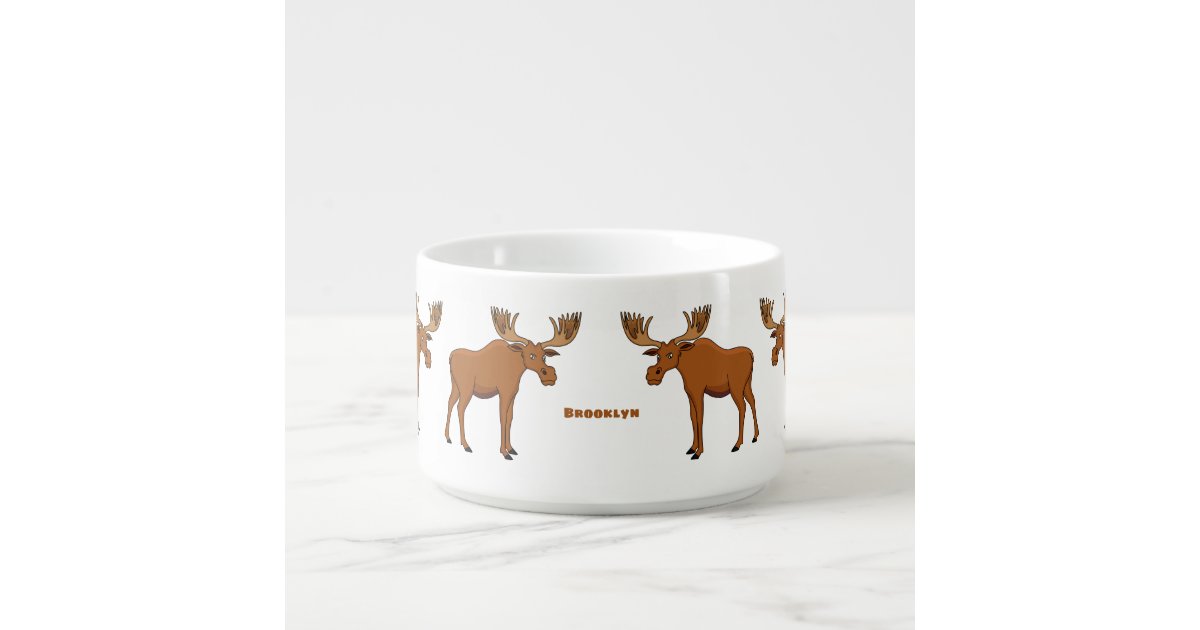 Funny moose cartoon illustration bowl | Zazzle