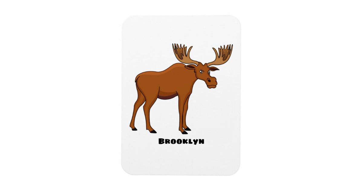 Funny moose cartoon illustration magnet | Zazzle