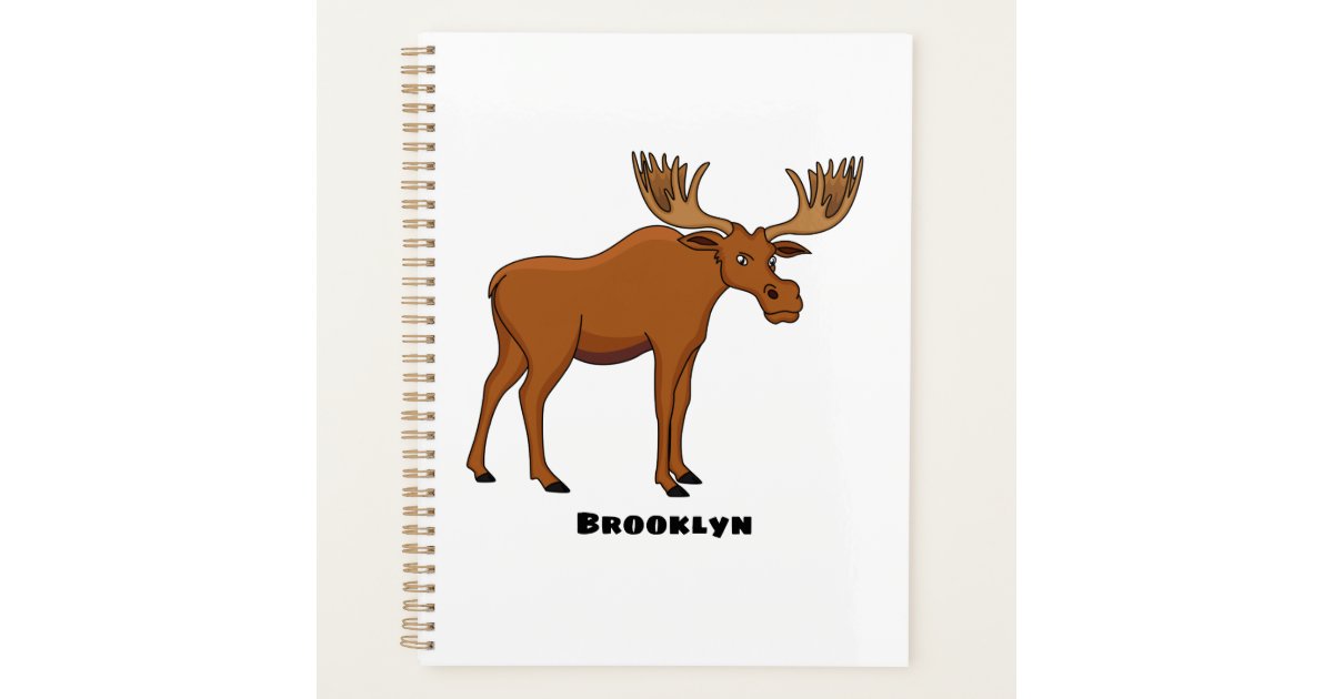 Funny moose cartoon illustration planner | Zazzle