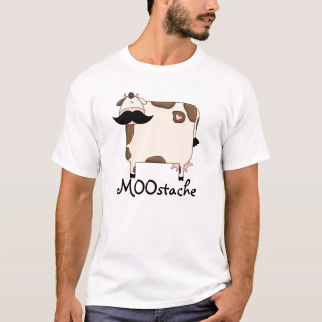 funny MOOstache mustache cow T-Shirt | Zazzle