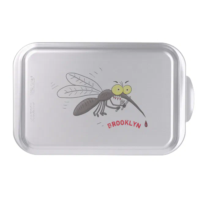 Funny mosquito insect cartoon illustration cake pan | Zazzle