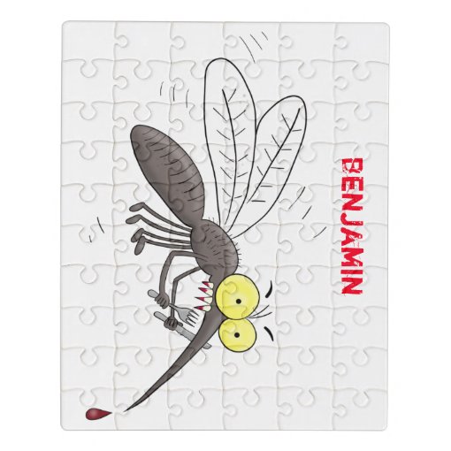 Funny mosquito insect cartoon illustration jigsaw puzzle | Zazzle