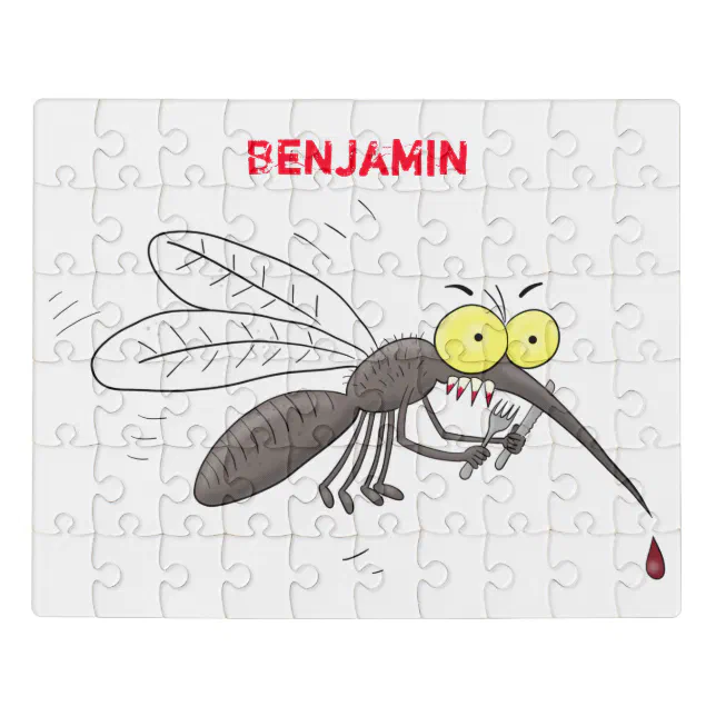 Funny mosquito insect cartoon illustration jigsaw puzzle | Zazzle