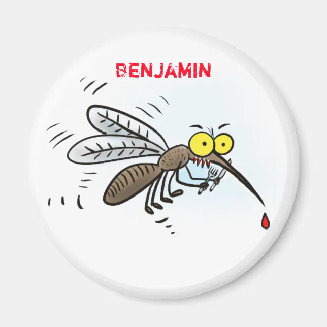 Funny mosquito insect cartoon illustration magnet | Zazzle