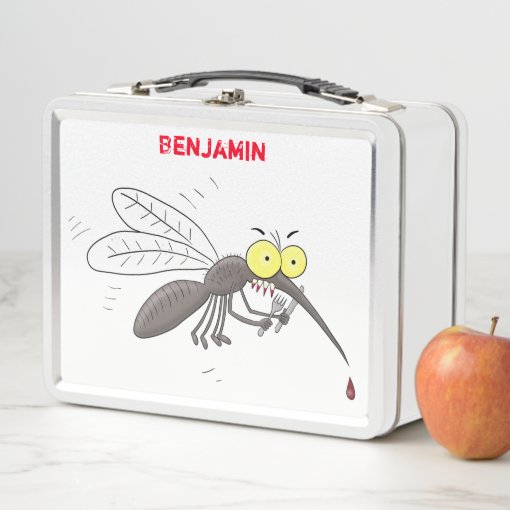 Funny mosquito insect cartoon illustration metal lunch box | Zazzle