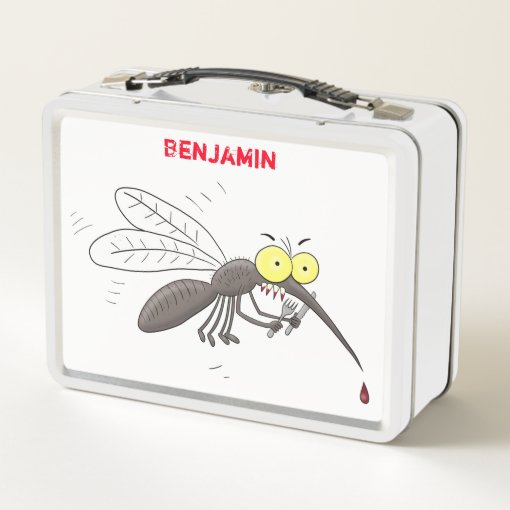 Funny mosquito insect cartoon illustration metal lunch box | Zazzle