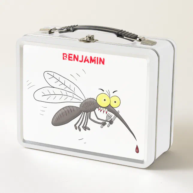 Funny mosquito insect cartoon illustration metal lunch box | Zazzle