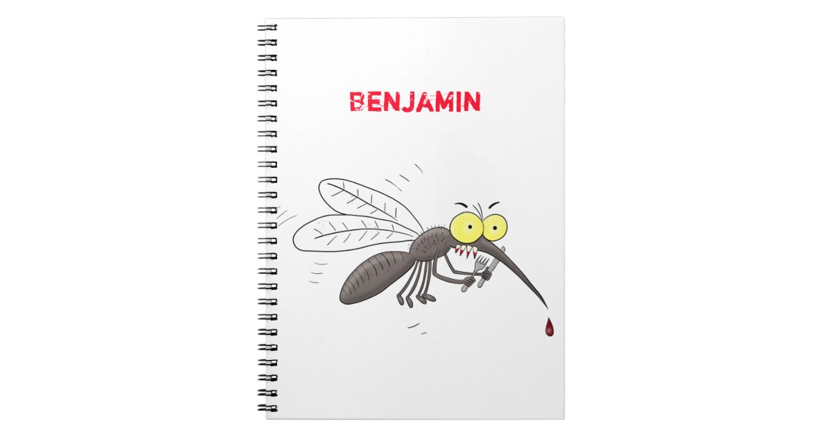 Funny mosquito insect cartoon illustration notebook | Zazzle