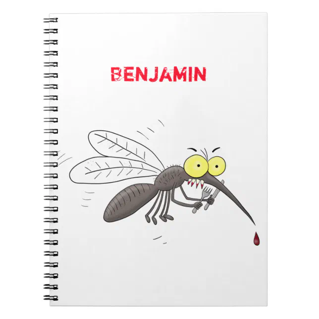 Funny mosquito insect cartoon illustration notebook | Zazzle