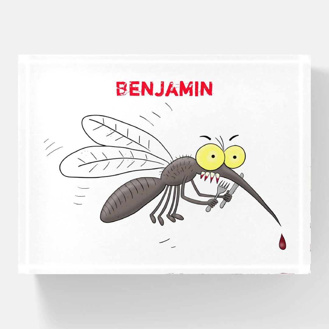 Funny mosquito insect cartoon illustration paperweight | Zazzle