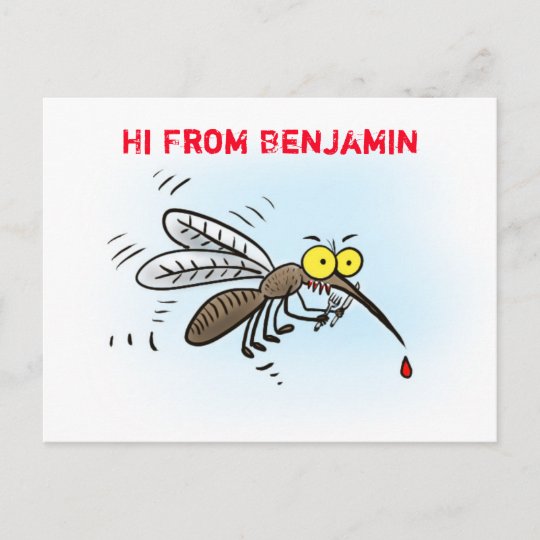Funny mosquito insect cartoon illustration postcard | Zazzle.com