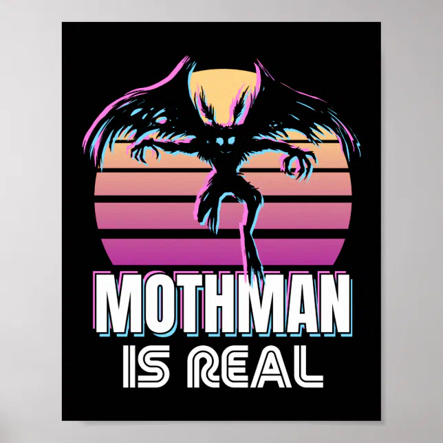 Funny Mothman is real 80s Cryptid Sunset Poster | Zazzle