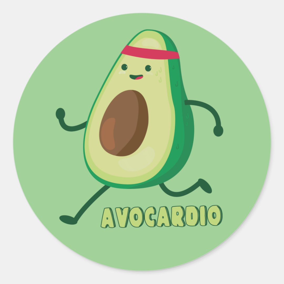 Funny Motivational Avocardio Button Classic Round Sticker | Zazzle