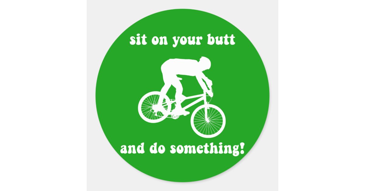 Funny mountain biking classic round sticker | Zazzle