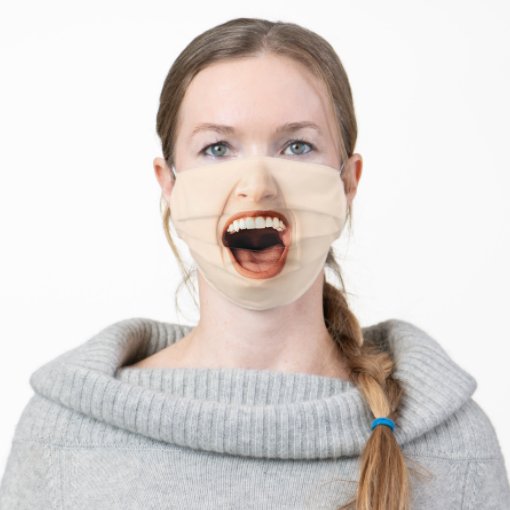 Funny Mouth Laughing Adult Cloth Face Mask | Zazzle