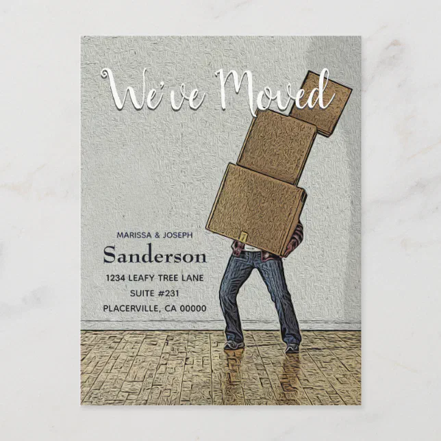 Funny Moving Boxes We've Moved Announcement Postcard | Zazzle