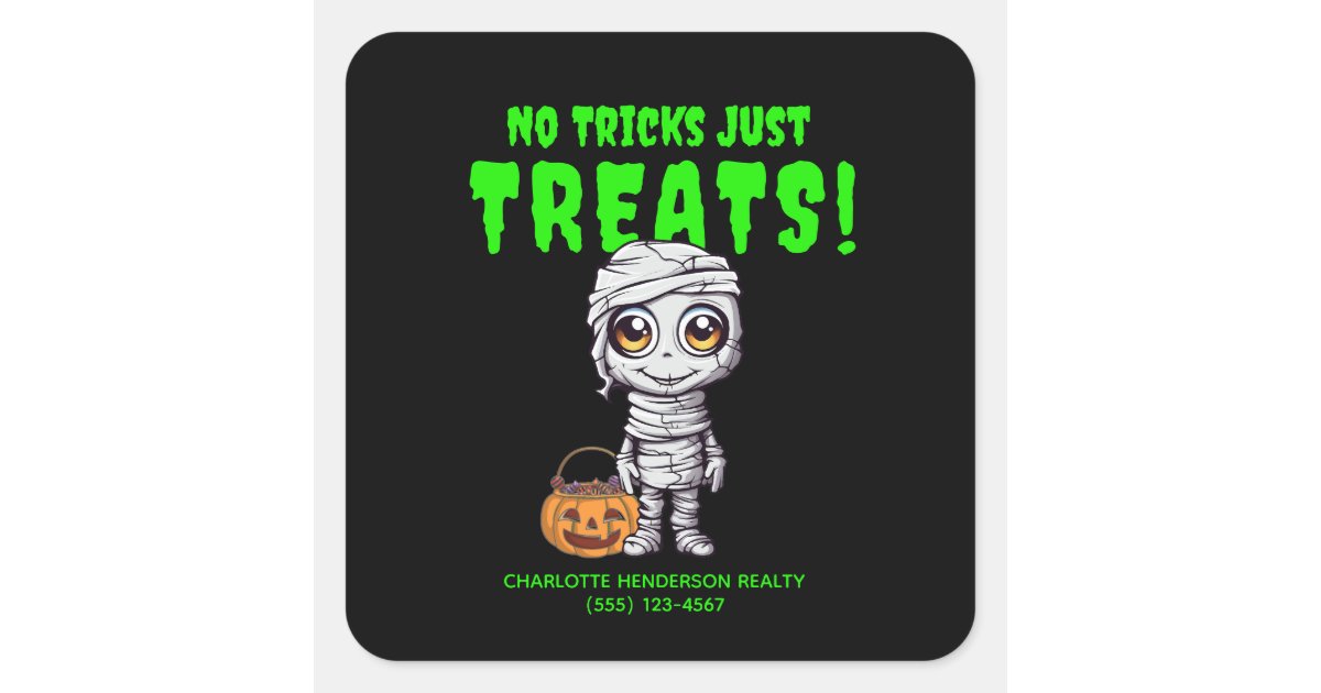 Funny Mummy Halloween Square Sticker | Zazzle