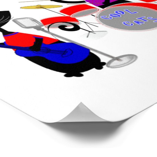 Funny Music Band Cartoon Cat Musicians Cool Cats Poster | Zazzle