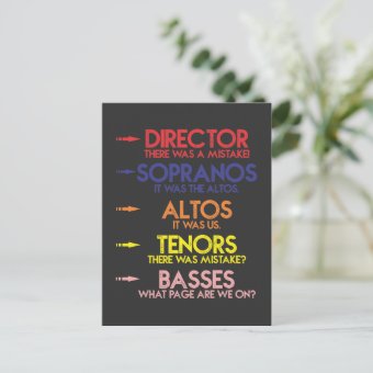 Funny Music Choir Singing Men Kids Choir Joke Postcard | Zazzle