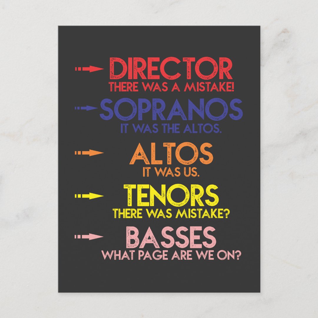 Funny Music Choir Singing Men Kids Choir Joke Postcard | Zazzle