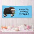 Funny musk ox cartoon illustration banner | Zazzle