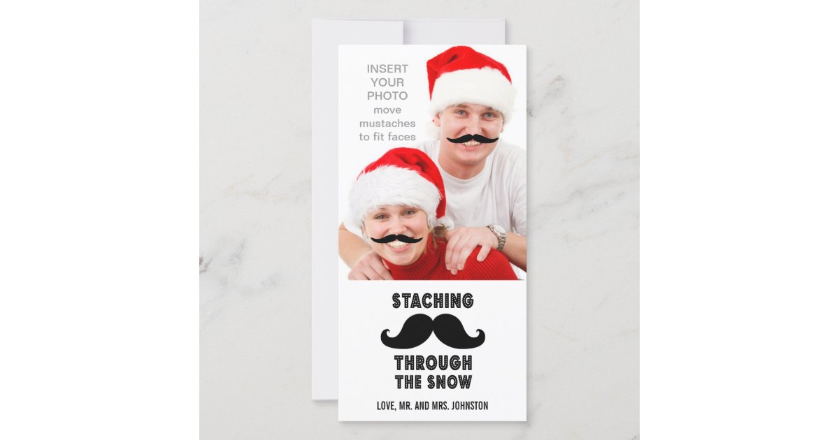 Funny Mustache Christmas Photo Card | Zazzle