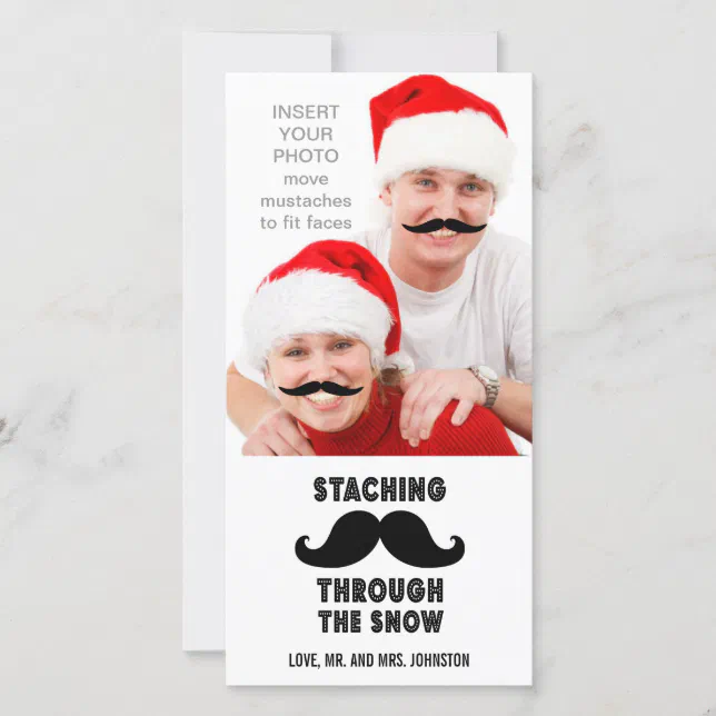 Funny Mustache Christmas Photo Card | Zazzle