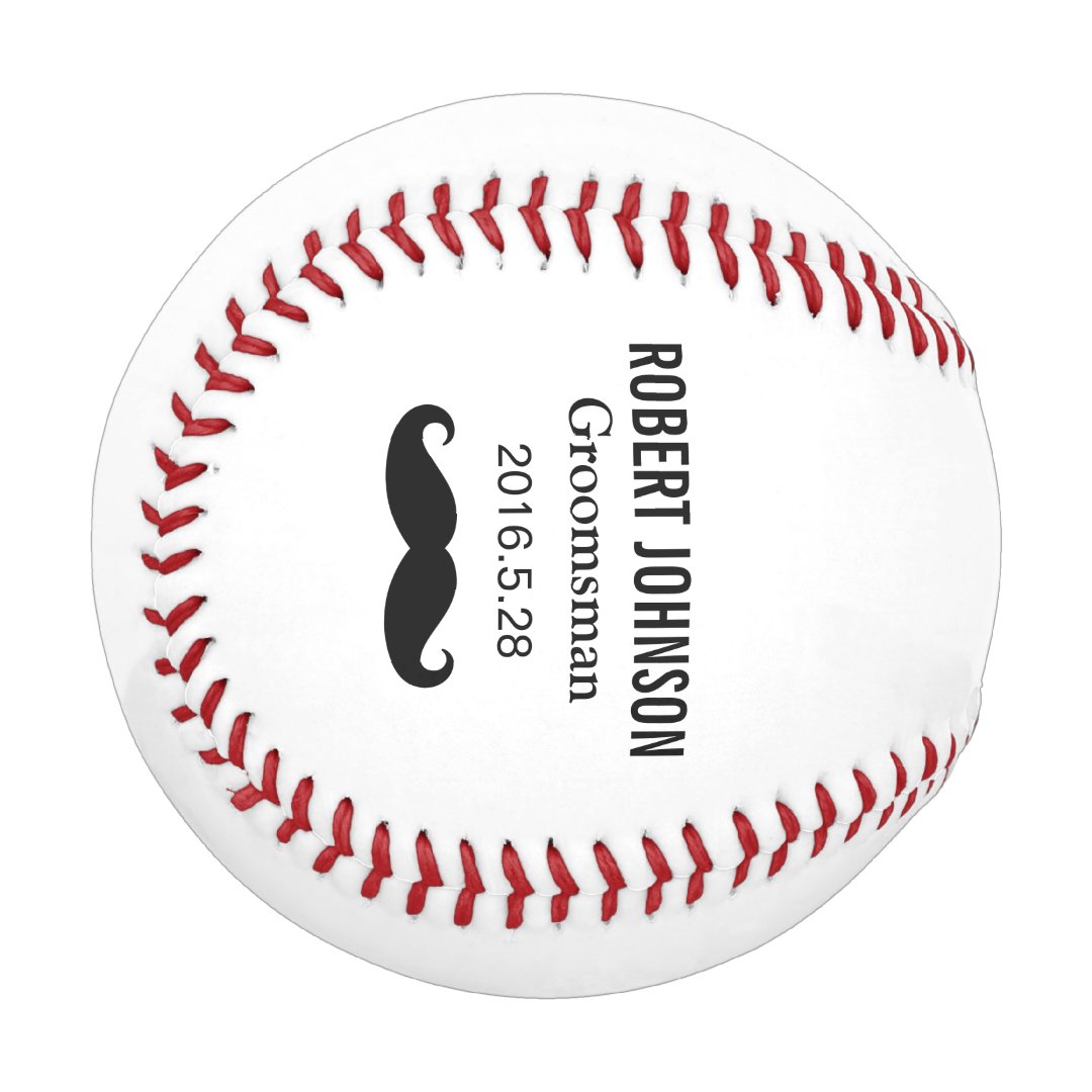 Funny Mustache Custom Groomsman Best man Wedding Baseball | Zazzle