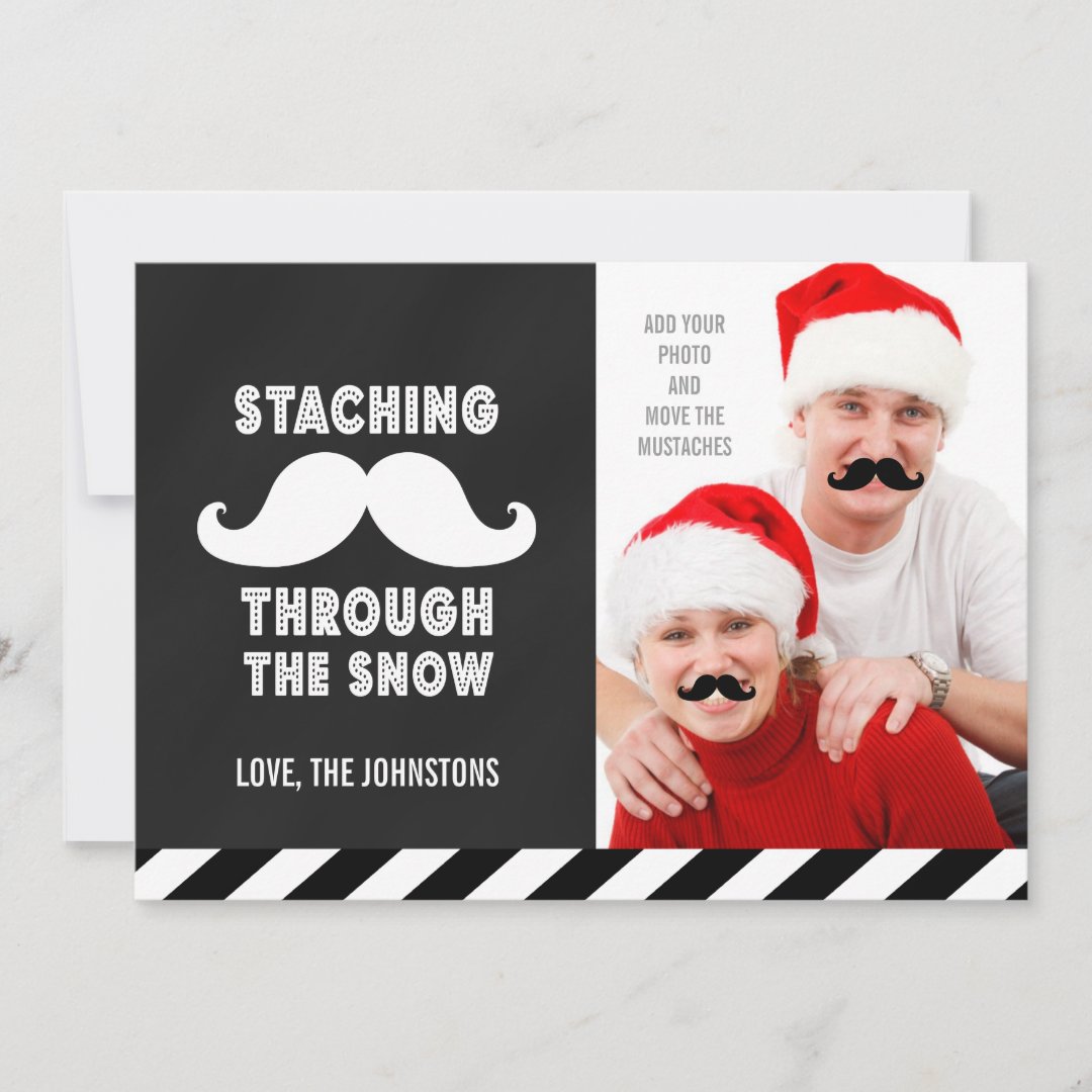 FUNNY MUSTACHE CUSTOMIZABLE HOLIDAY GREETING CARD | Zazzle